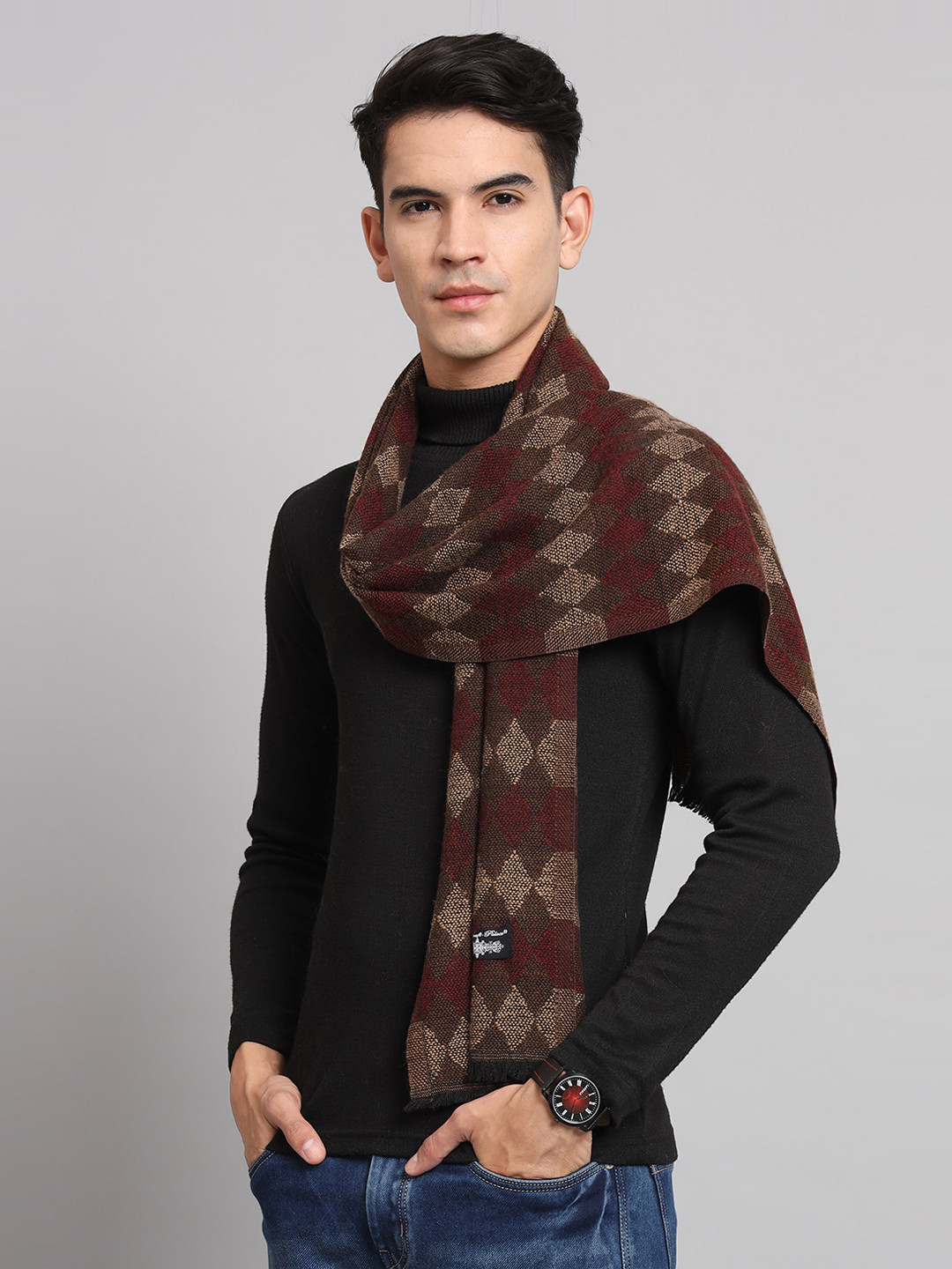 Buy HANDICRAFT PALACE Woven Design Woollen Muffler - Mufflers for Men ...