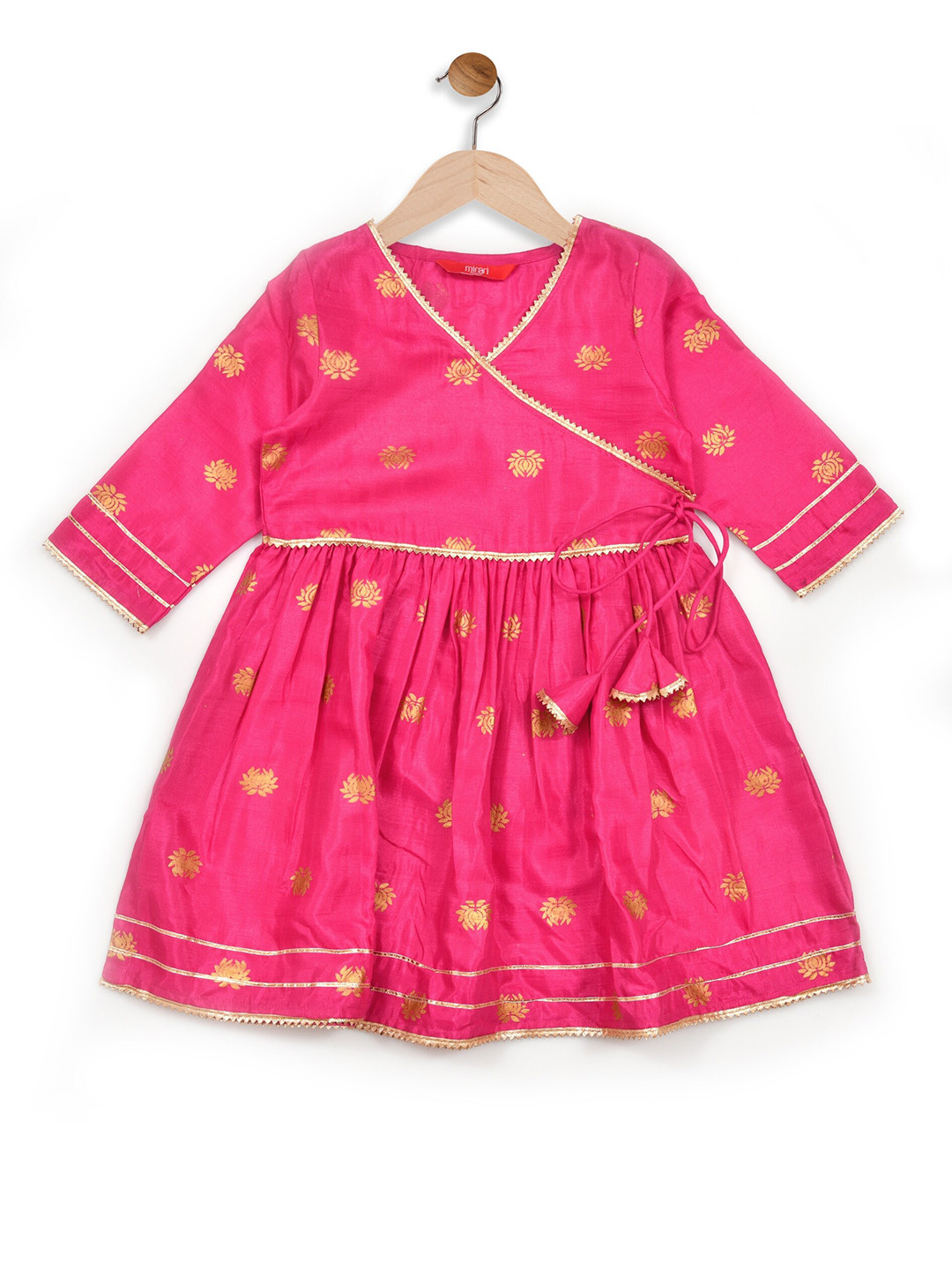 Buy Mirari Girls Floral Printed V Neck Fit & Flare Gathered Or Pleated ...