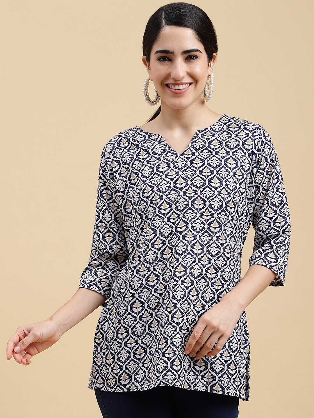 Buy Colors Of Earth Ethnic Motifs Printed Tunic - Tunics for Women ...