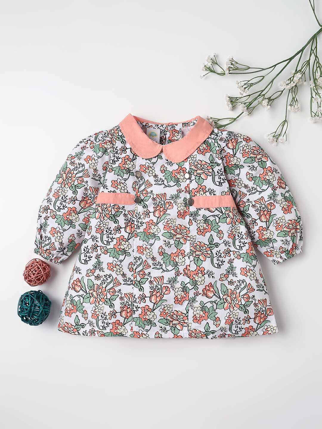 Buy Fancy Fluff Infants Girls Floral Printed Pure Cotton A Line Dress ...