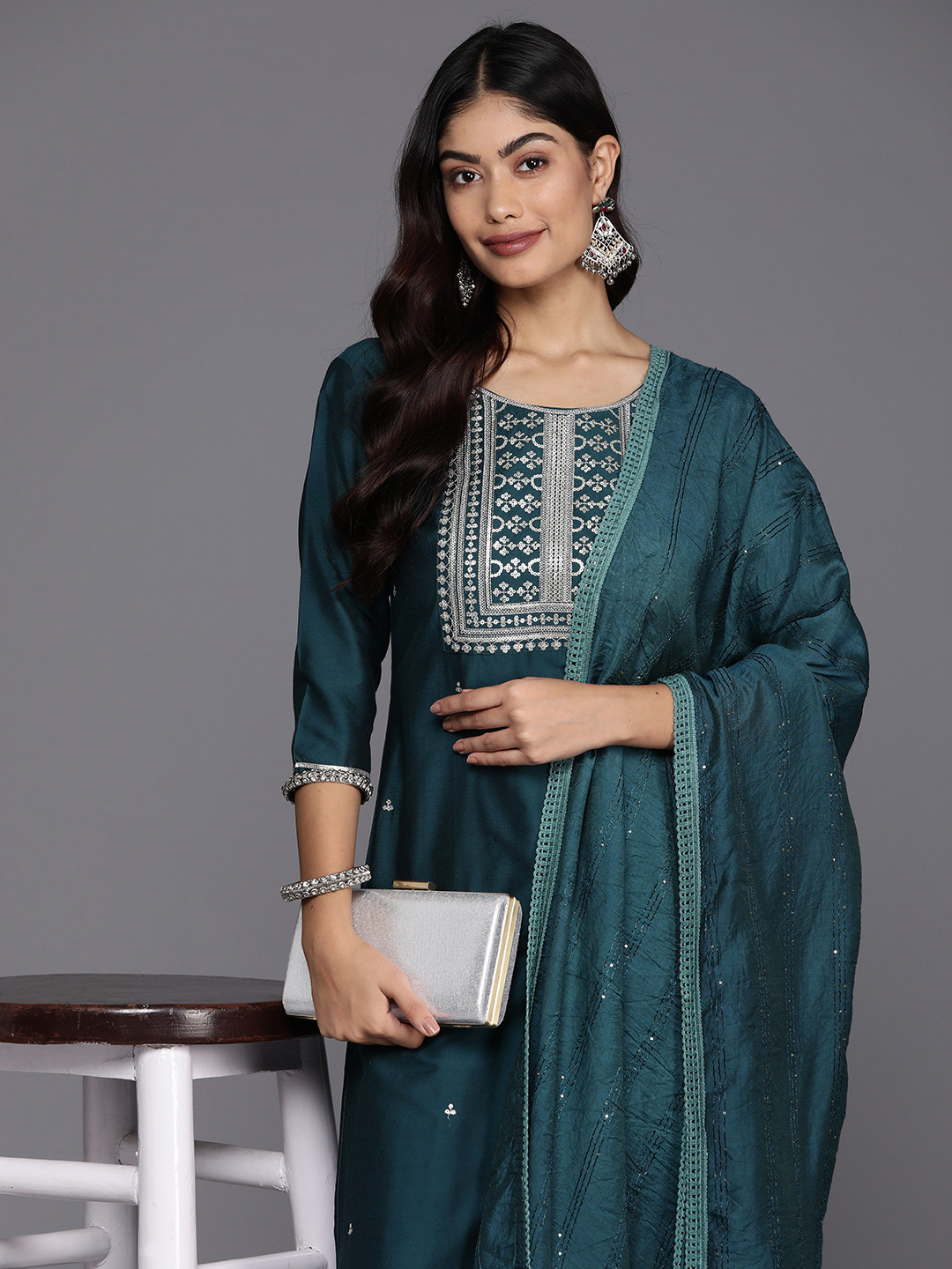 Buy Gerua By Libas Women Floral Yoke Design Regular Sequinned Kurta ...