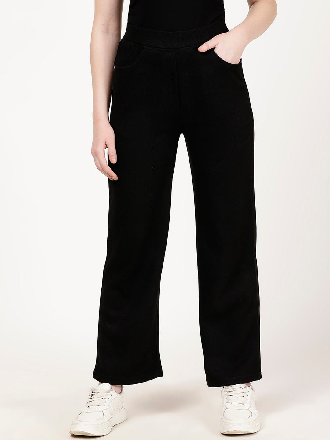 Buy FUTURO Original Women Mid Rise Flared Corduroy Parallel Trousers ...