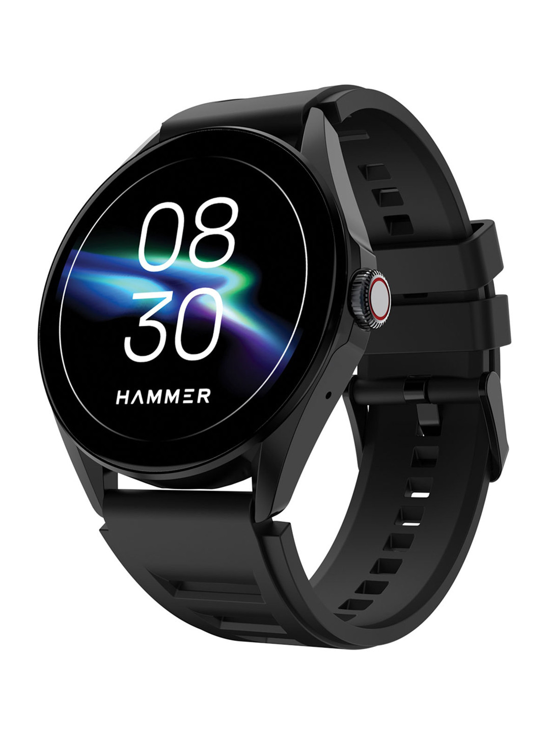 Buy HAMMER Unisex Midnight Black Cyclone 1.39" Round Shape Smart Watch ...