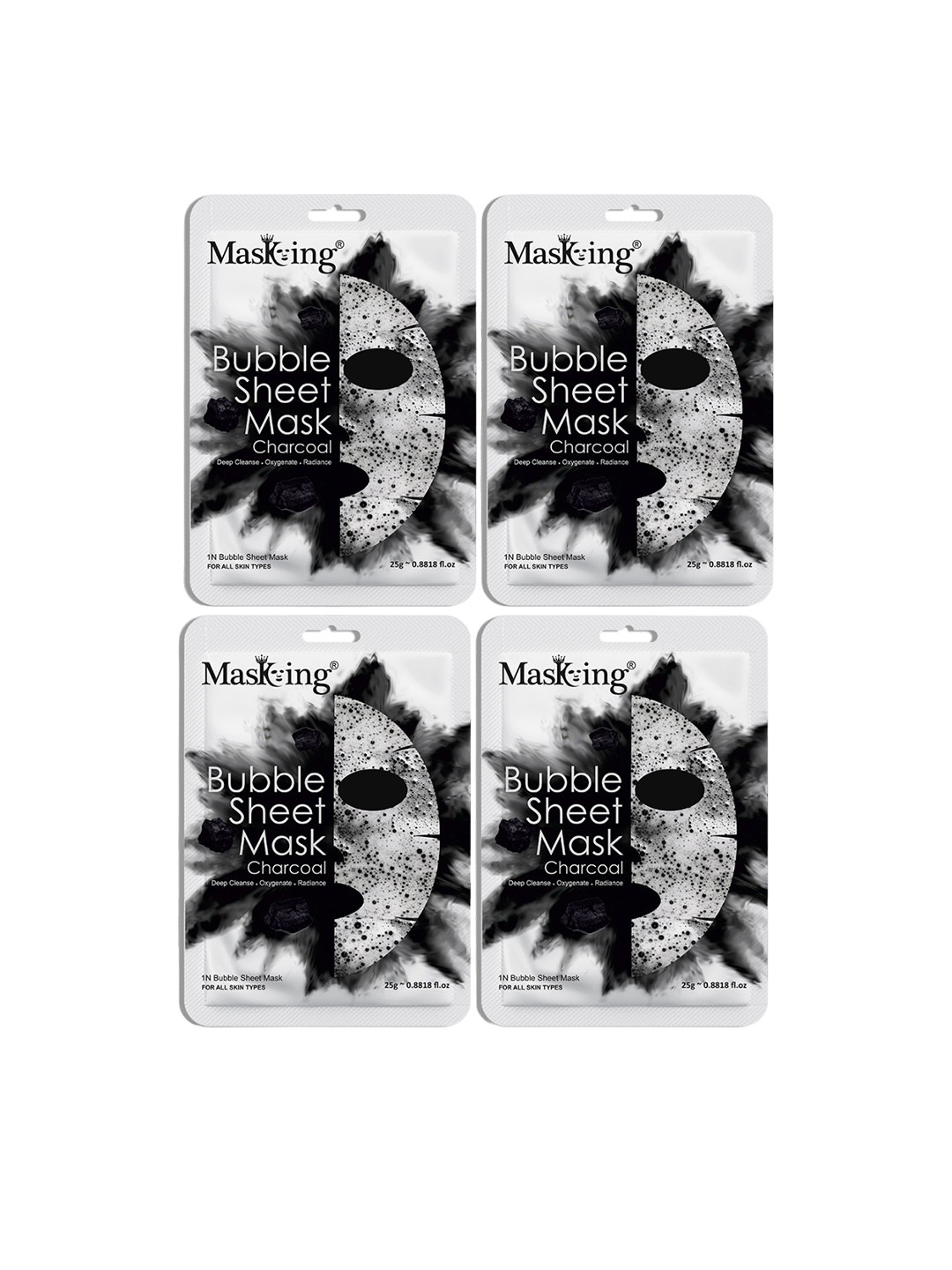 Buy MasKing Pack Of 4 Bubble Charcoal Facial Sheet Masks - Mask And ...