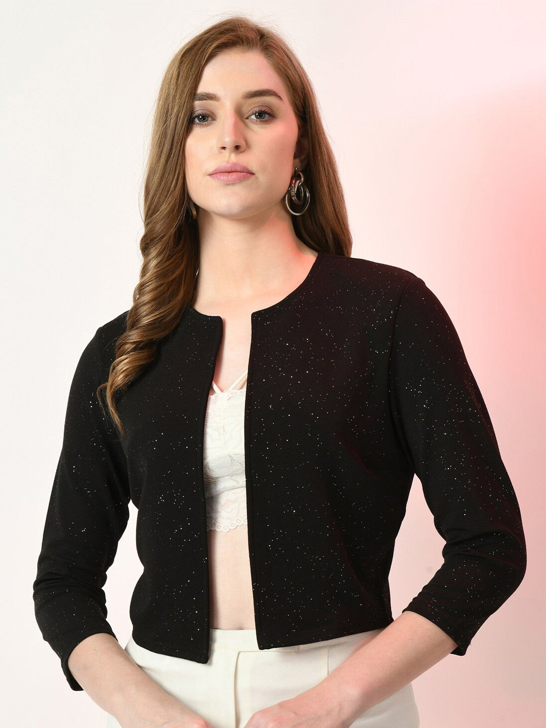 Buy Moshe Printed Crop Open Front Shrug - Shrug for Women 25652744 | Myntra