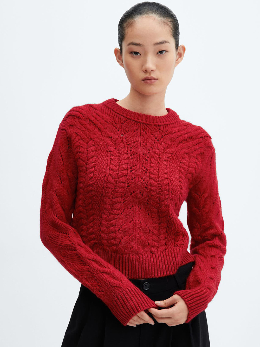 Buy MANGO Women Self Design Pullover - Sweaters for Women 25654336 | Myntra