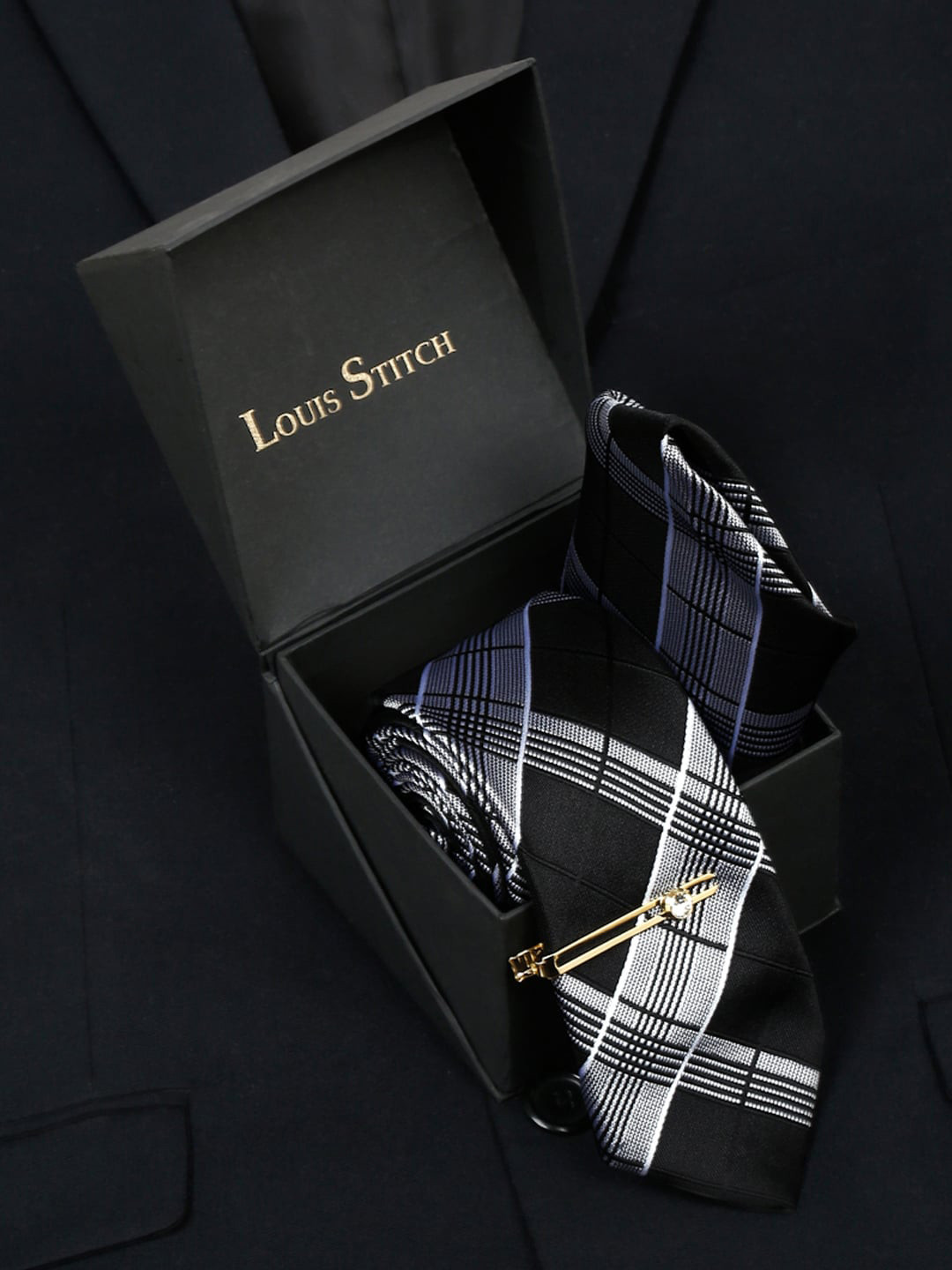 Buy LOUIS STITCH Men Checked Silk Accessory Gift Set - Accessory Gift ...