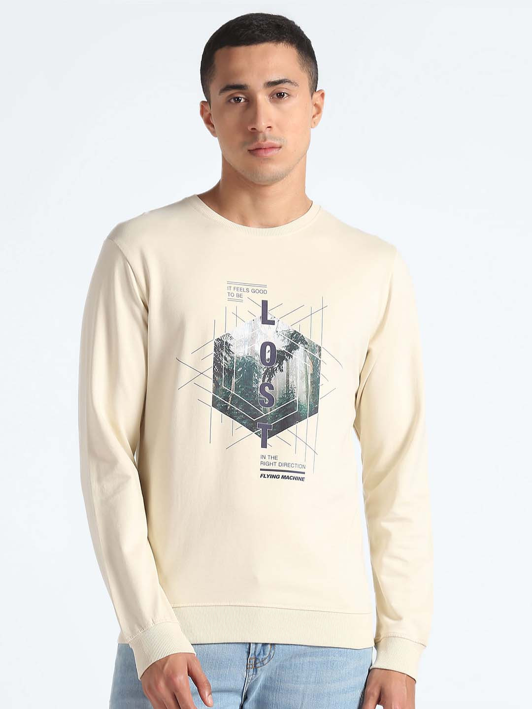 Buy Flying Machine Typography Printed Hooded Pure Cotton Pullover ...