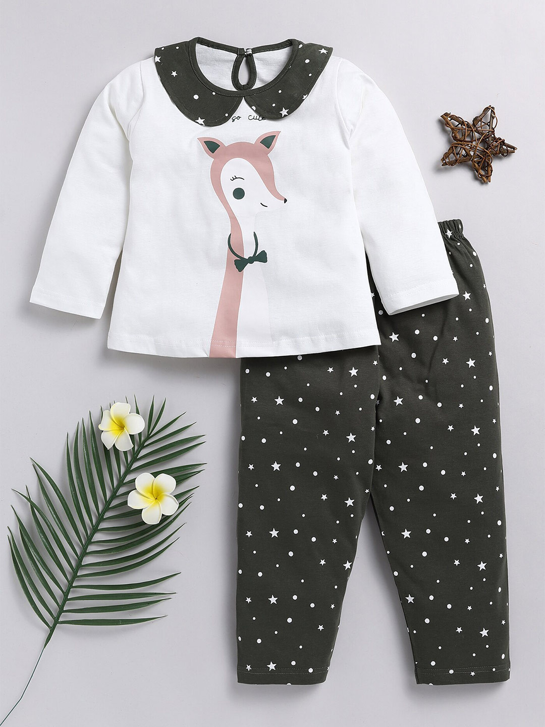 Buy Toonyport Infant Girls Printed Pure Cotton Top With Trousers ...
