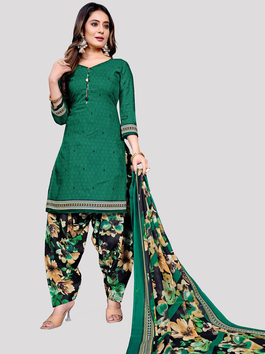 Buy KALINI Geometric Printed Unstitched Dress Material - Dress Material ...
