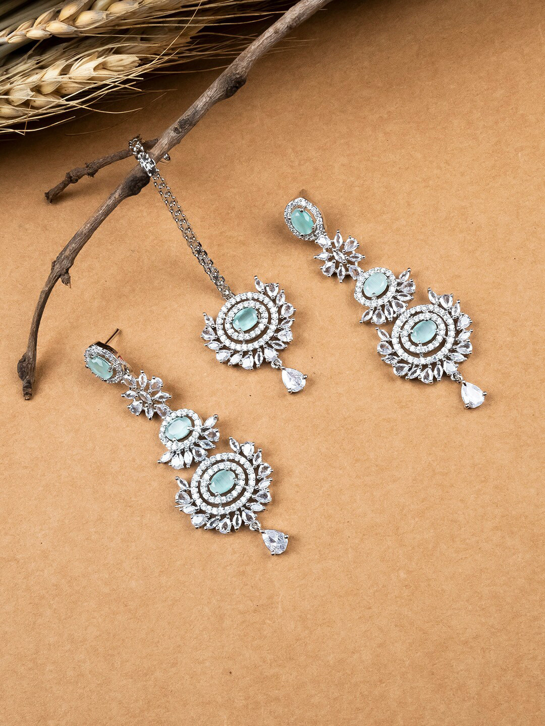 Buy StileAdda Silver Plated Contemporary Drop Earrings With Mangtika ...