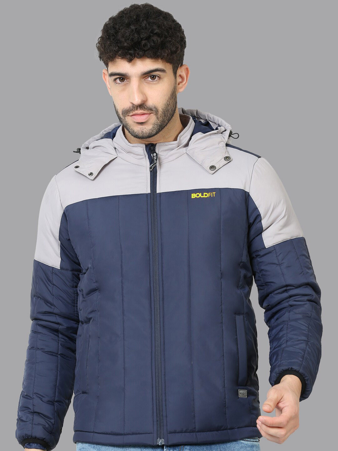 Buy BOLDFIT Colourblocked Windcheater Quilted Hooded Padded Jacket ...