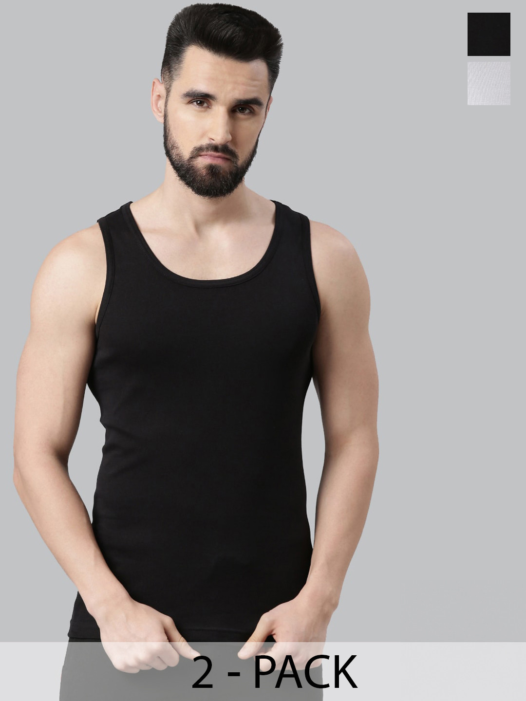 Buy Force NXT Pack Of 2 Men Super Combed Egyptian Cotton Black Vest ...