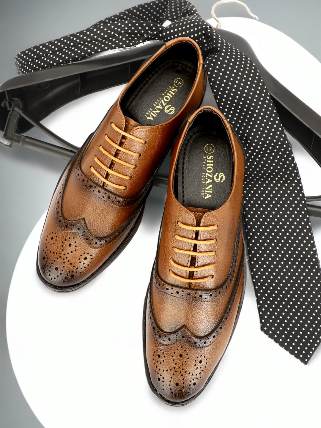 Buy SHOZANIA Men Lightweight Textured Leather Formal Brouges - Formal ...