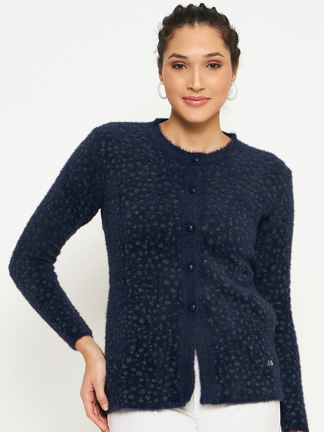 Buy Duke Boucle Self Design Ribbed Acrylic Cardigan - Sweaters for ...