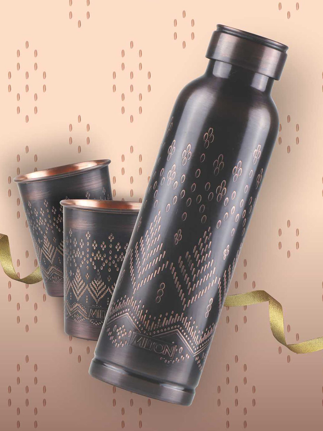 Buy Milton Copper Elegante Gift Set 3 Pieces Ethnic Bottle 940 Ml And ...