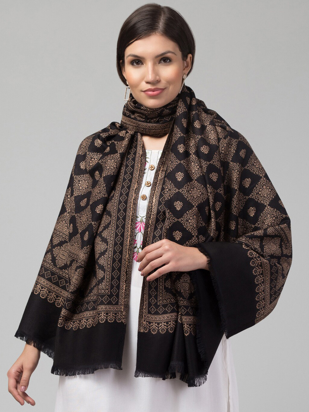 Buy Tweedle Ethnic Motifs Woven Design Acrylic Shawl - Shawl for Women ...