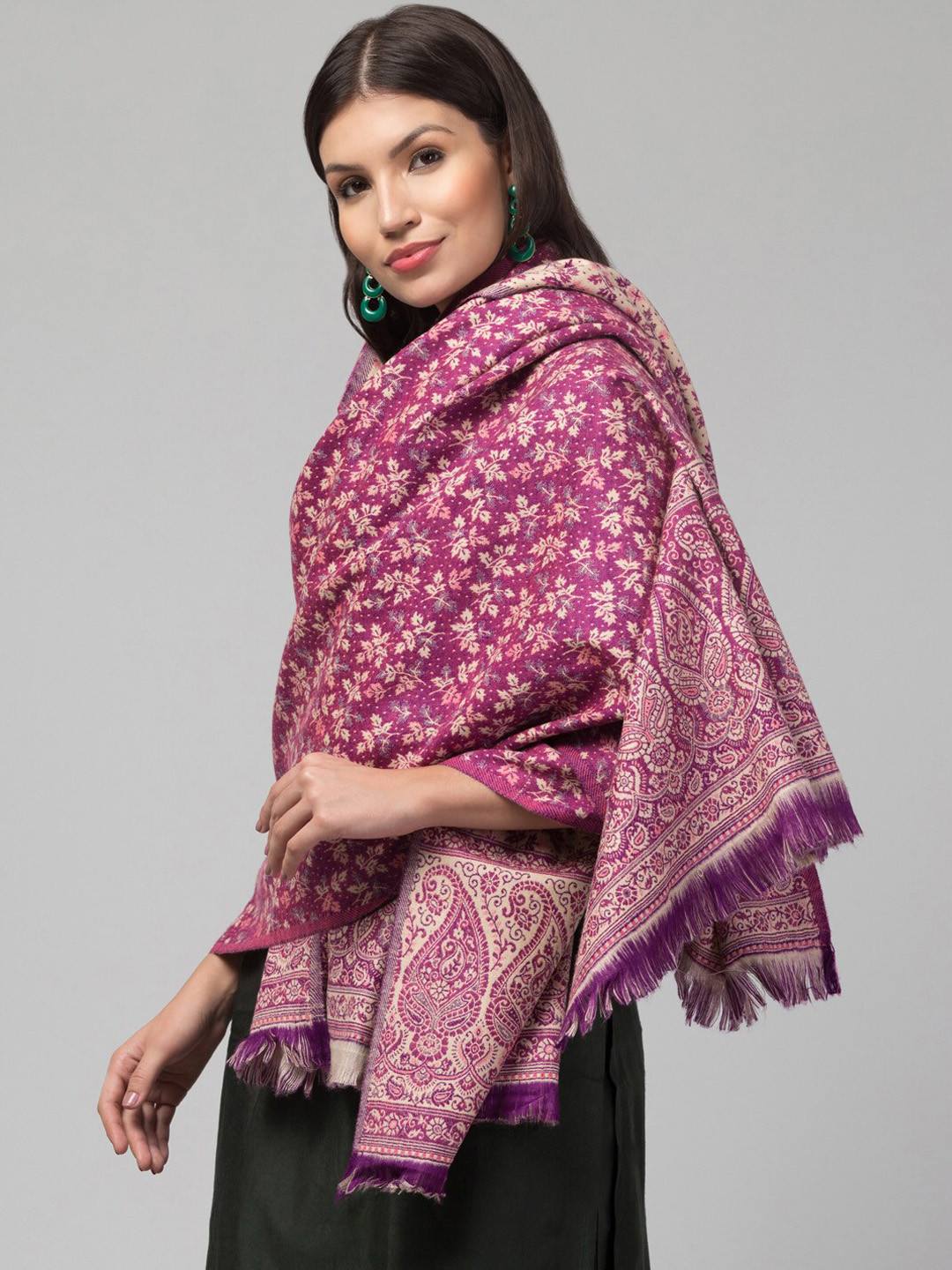 Buy Tweedle Floral Woven Design Woollen Shawl - Shawl for Women ...