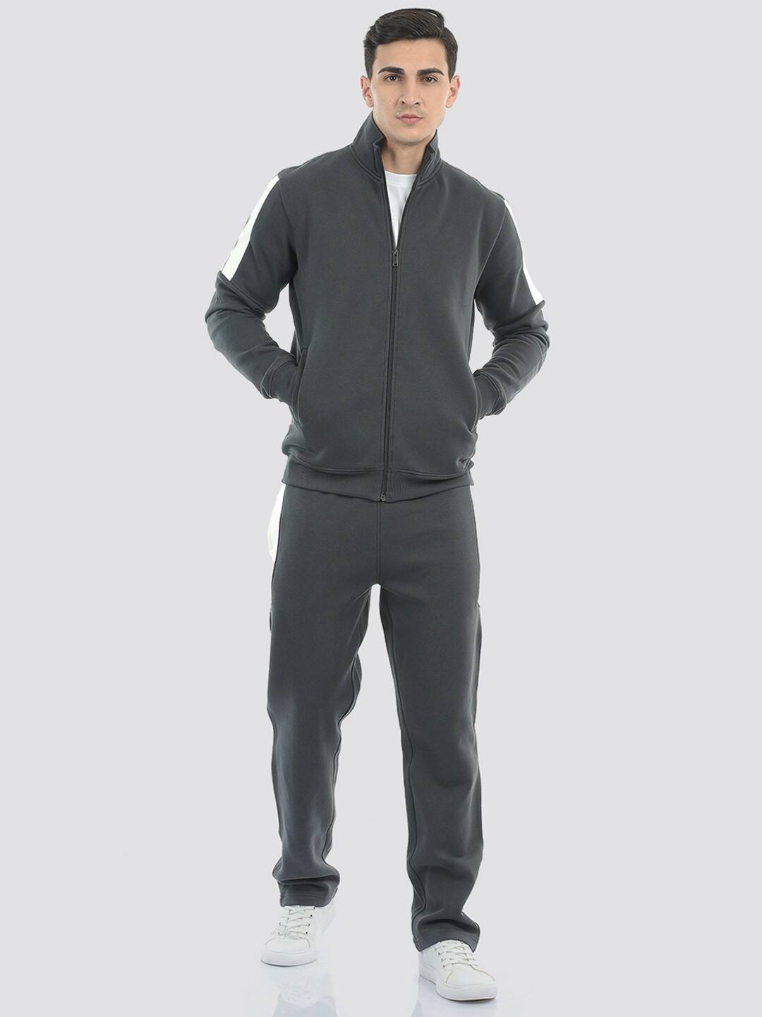 Buy ONEWAY Men Solid Zipper Tracksuit With Side Taping Detail ...