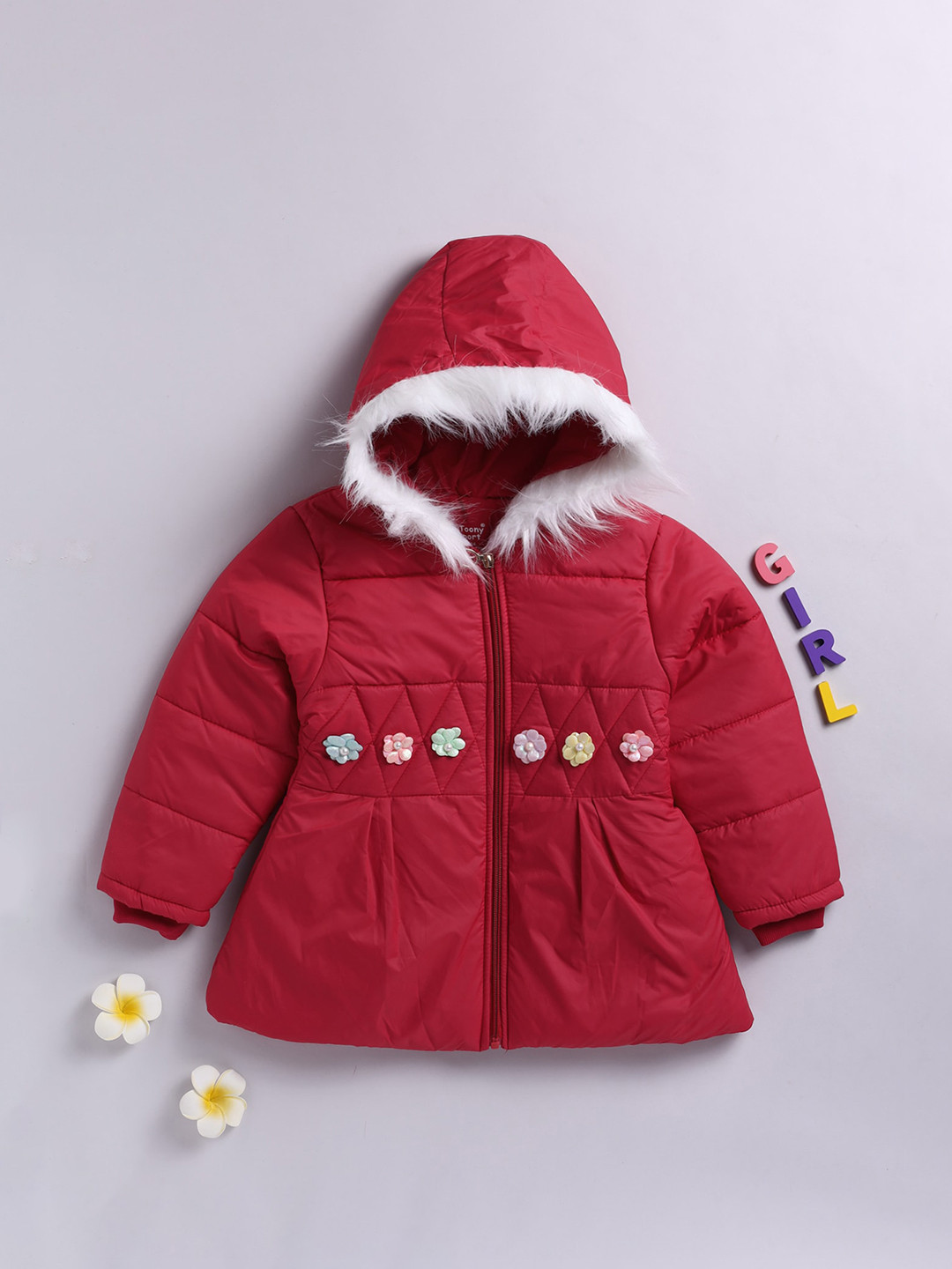 Buy Toonyport Girls Red Striped Lightweight Padded Jacket - Jackets for ...