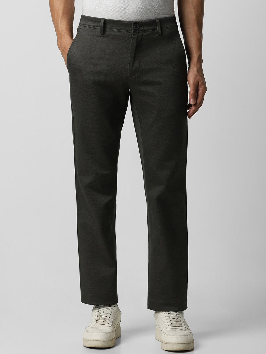 Buy Van Heusen Sport Men Olive Green Slim Fit Trousers - Trousers for ...