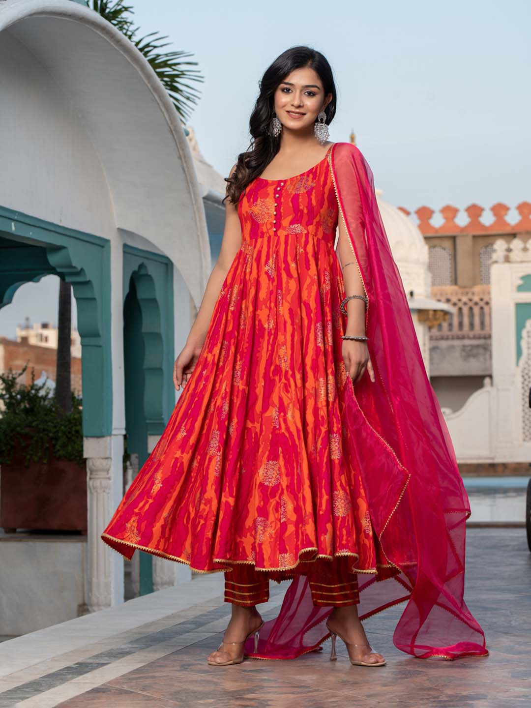 Buy Indi INSIDE Ethnic Motifs Printed Empire Gotta Patti Kurta With ...