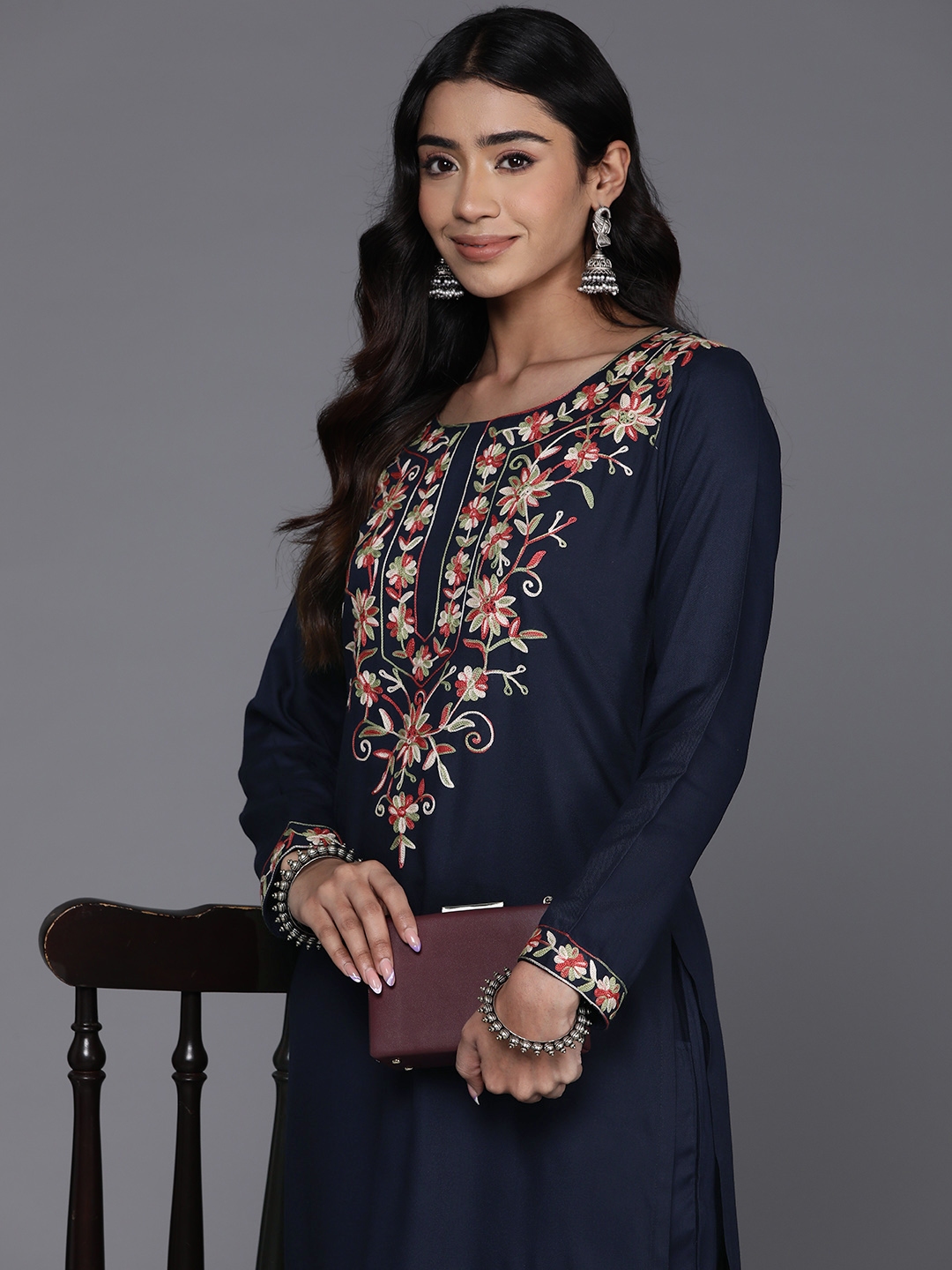 Buy Libas Floral Yoke Design Thread Work Kurta With Palazzos Kurta