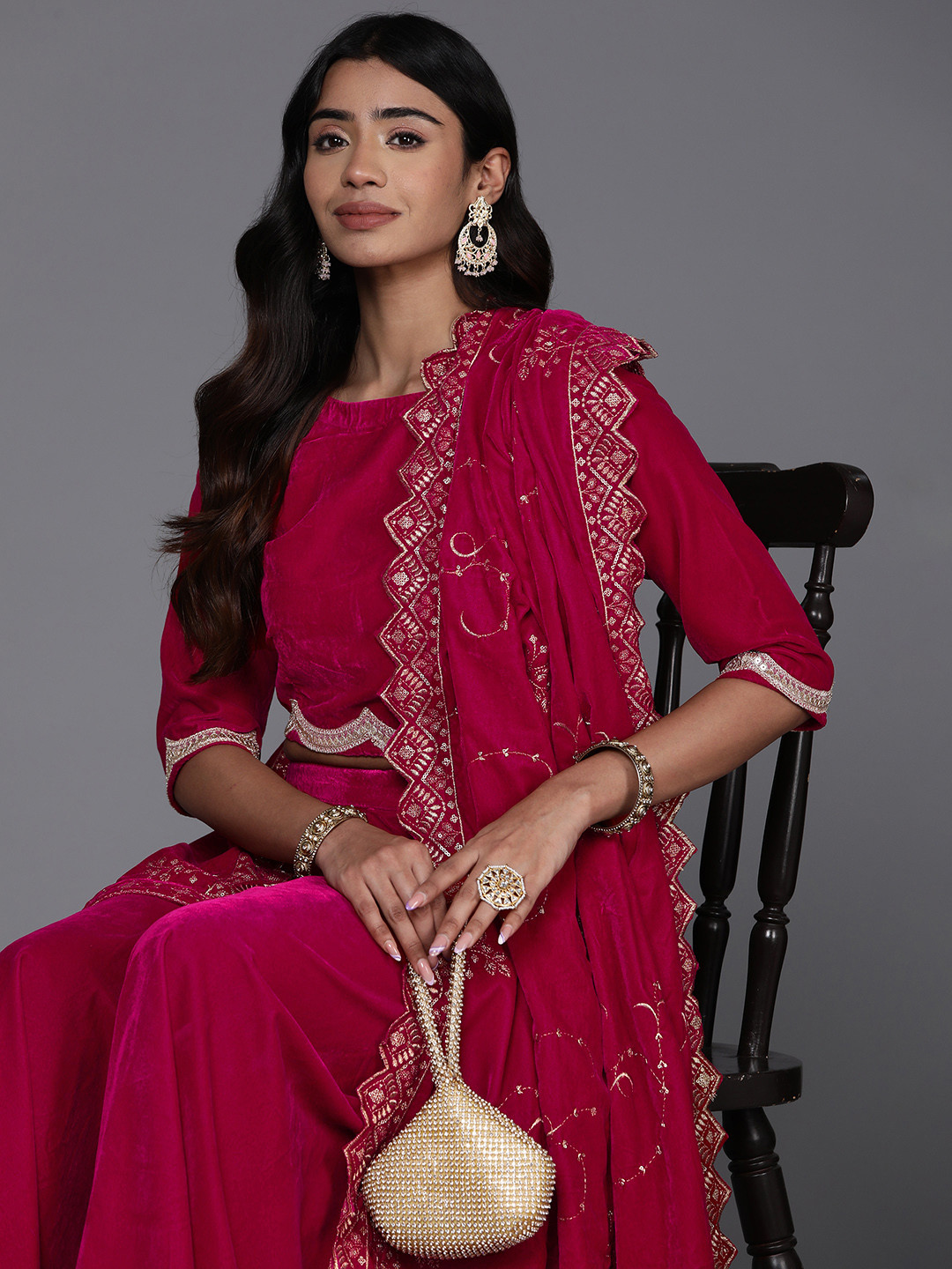 Buy Libas Crop Top With Palazzos & Dupatta - Co Ords for Women 25703850 ...