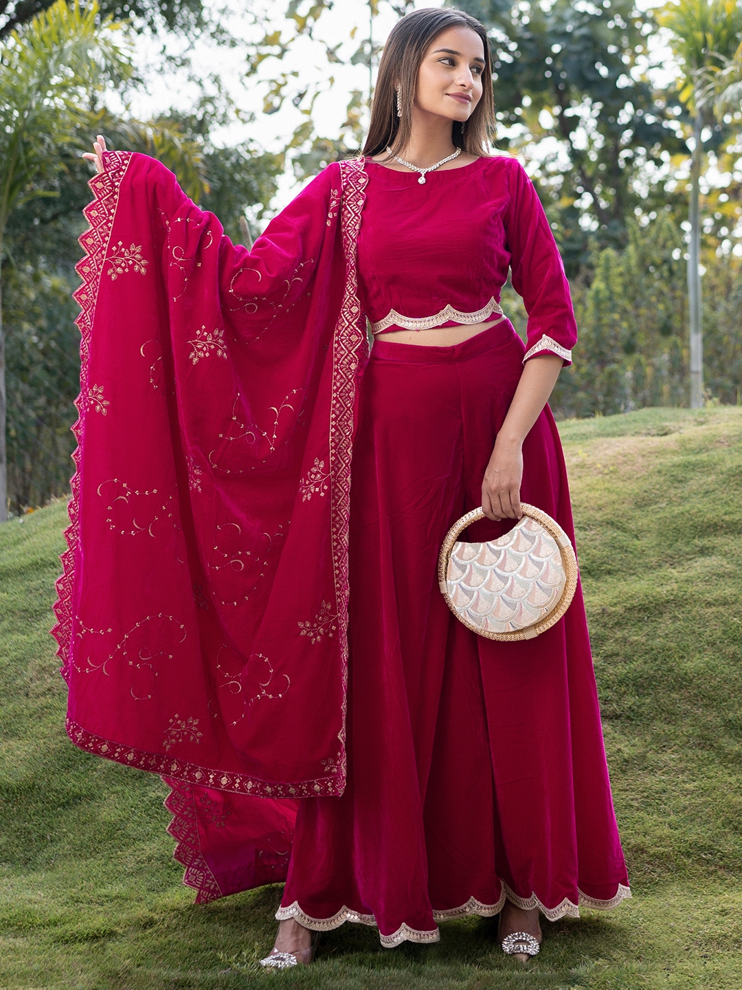 Buy Libas Crop Top With Palazzos And Dupatta Co Ords For Women 25703850