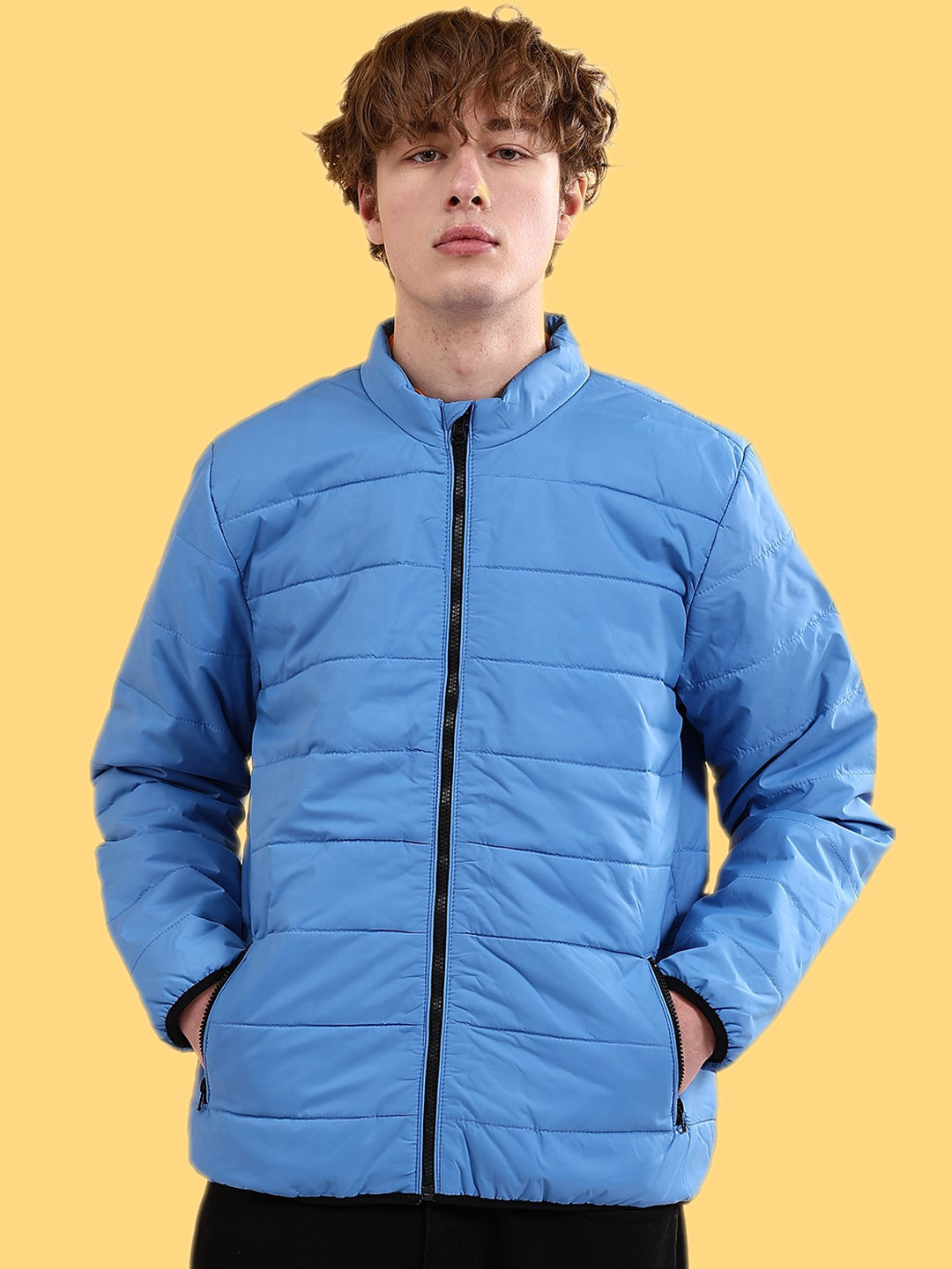 Buy The Indian Garage Co Men Blue Outdoor Padded Jacket - Jackets for ...