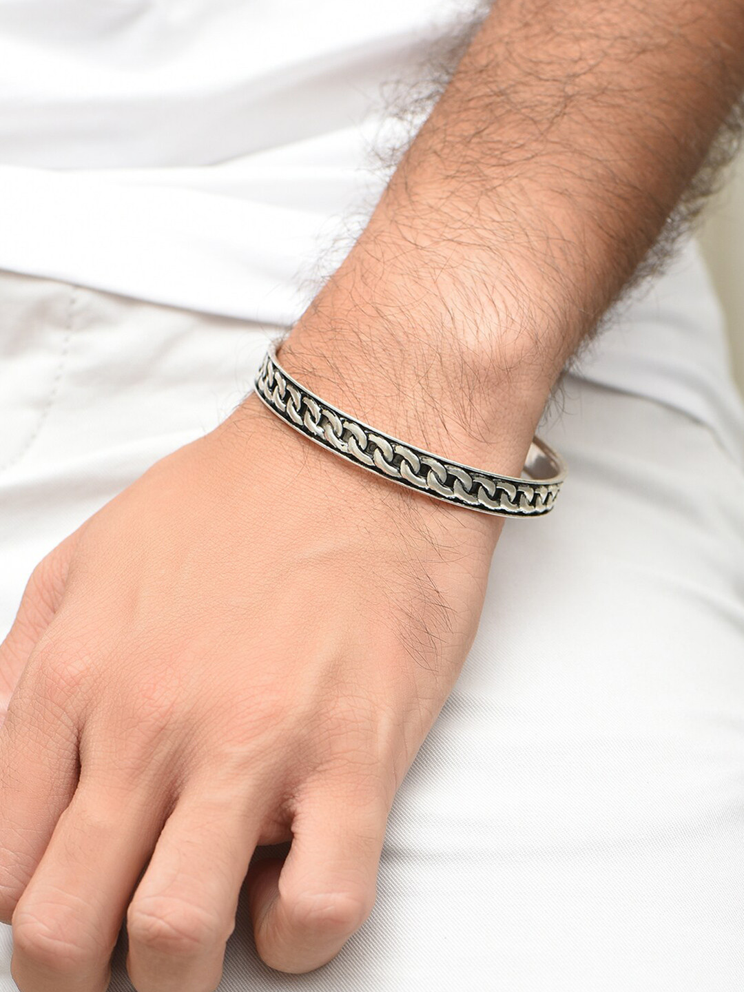 Buy The Bro Code Men Silver Plated Kada Bracelet - Bracelet for Men ...