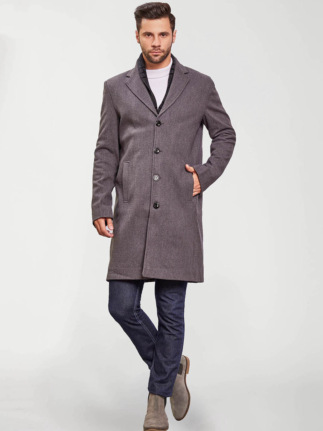 Buy LURE URBAN Single Breasted Knee Length Overcoat - Coats for Men ...