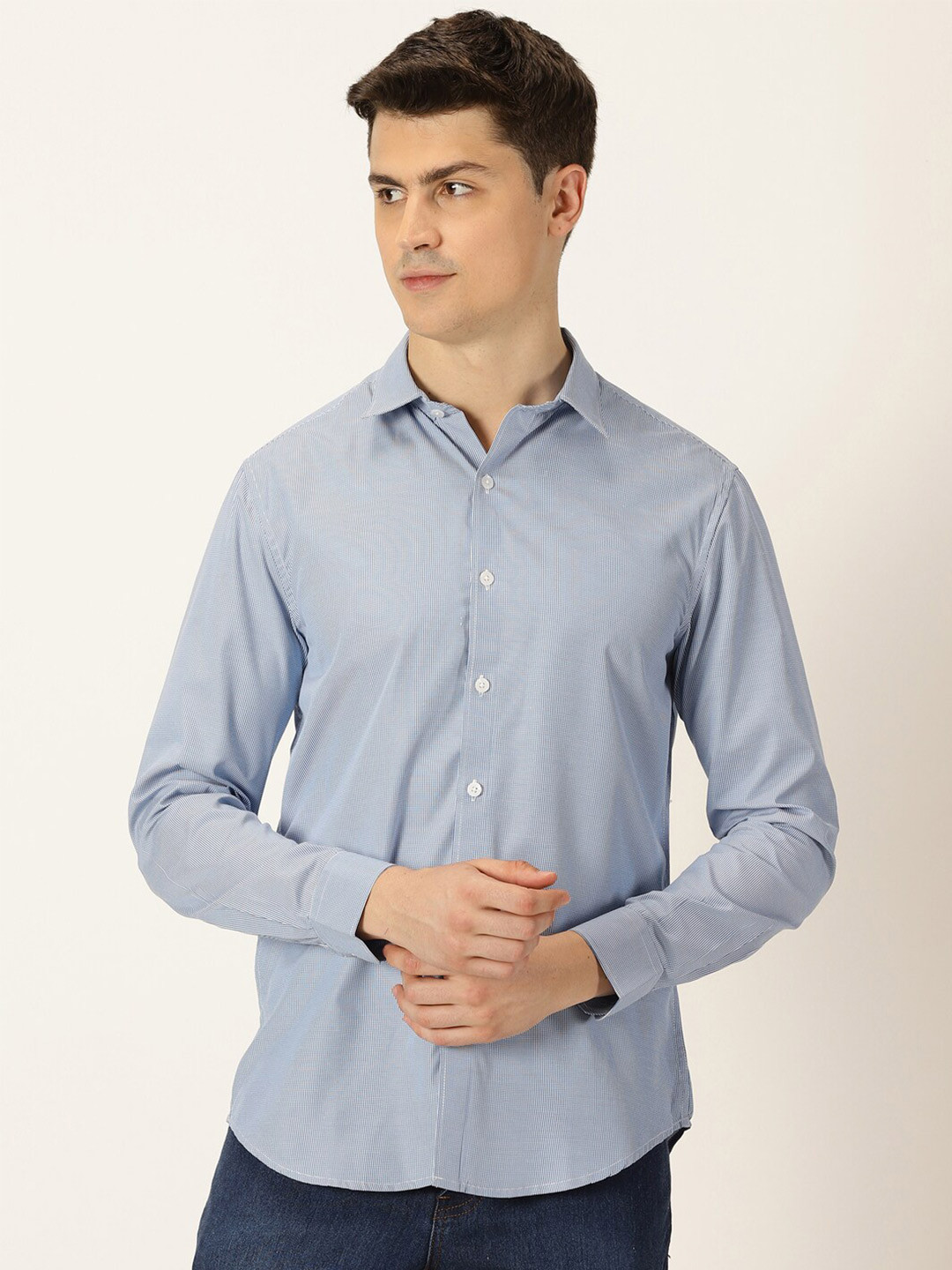 Buy Encore By INVICTUS Men Blue Classic Slim Fit Opaque Casual Shirt ...