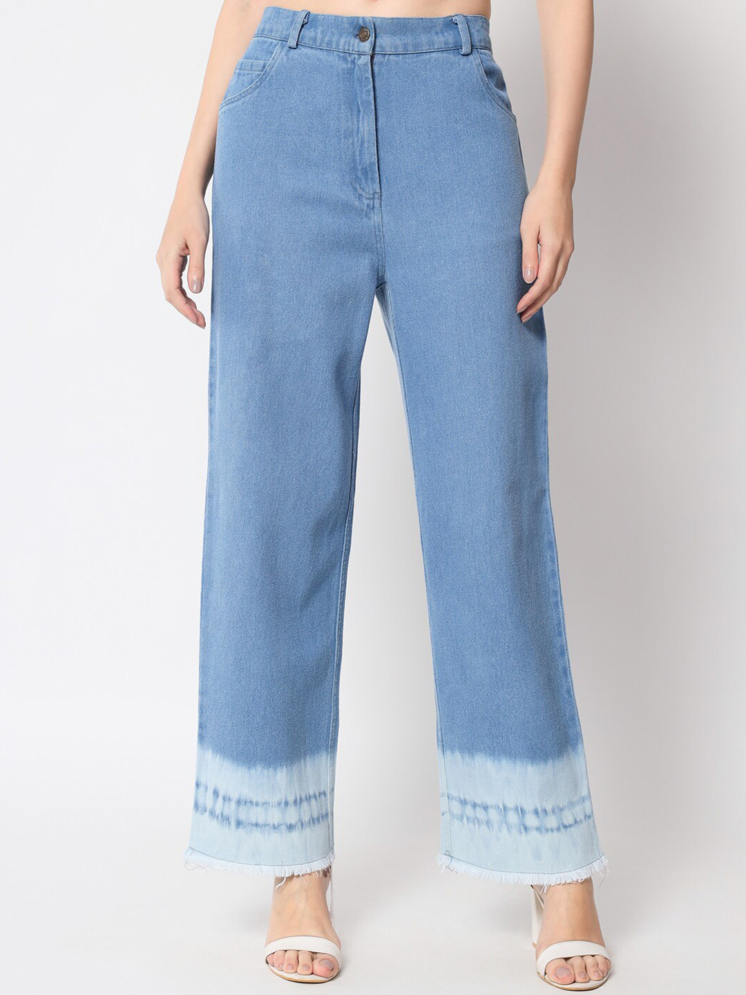 Buy Chemistry Women Tye & Dye Flared High Rise Stretchable Cotton Jeans ...