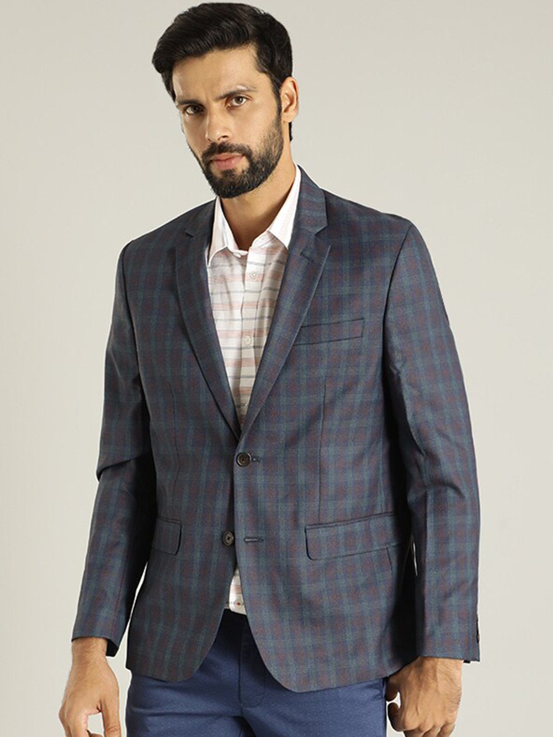 Buy Indian Terrain Checked Single Breasted Blazer - Blazers for Men ...