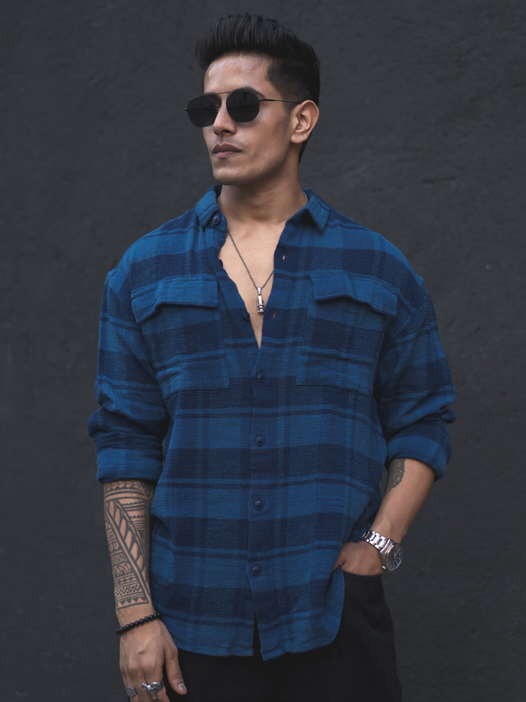 Buy Powerlook India Slim Blue Horizontal Stripes Opaque Casual Shirt ...