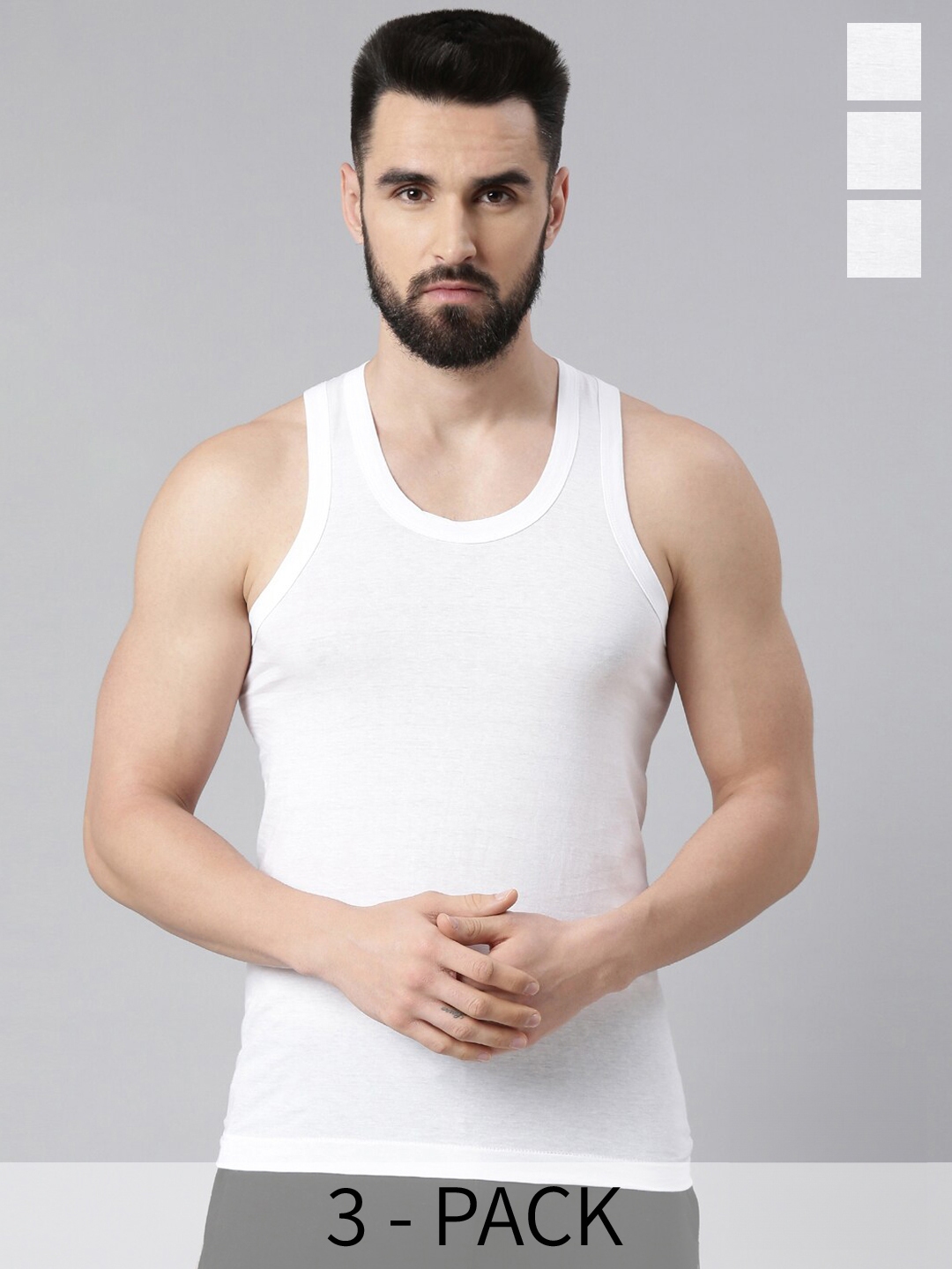 Buy Force Nxt Pack Of 3 Pure Cotton Innerwear Vests Mnff 141 R3 Wht Po3
