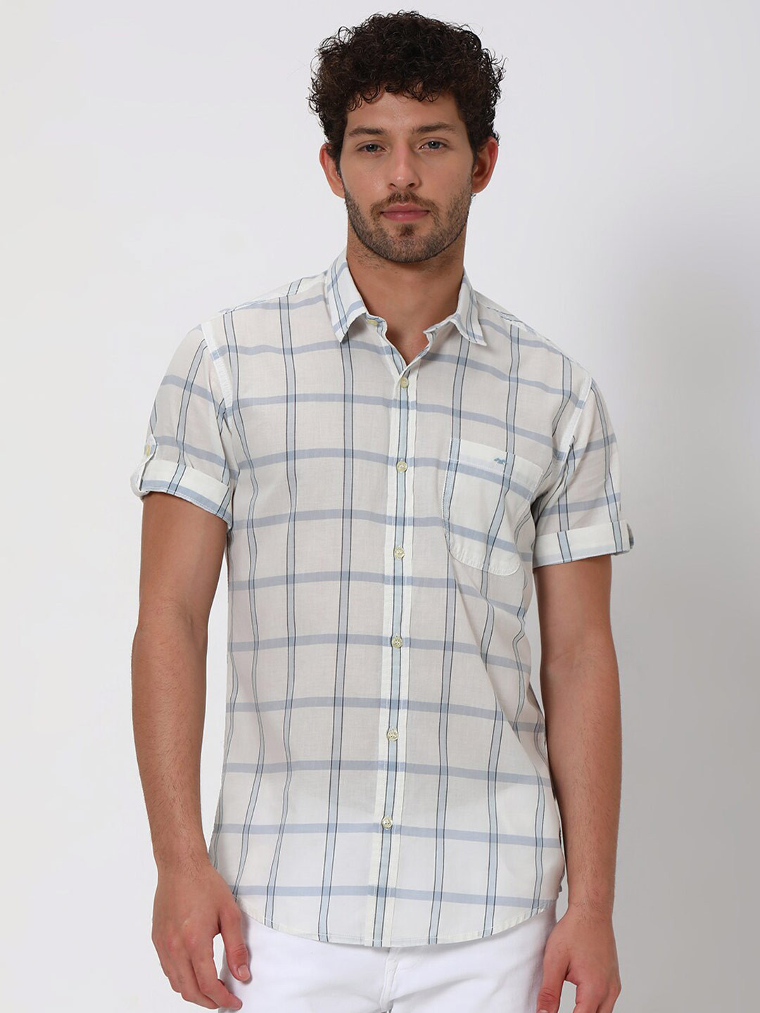Buy Mufti Checked Slim Fit Classic Cotton Casual Shirt - Shirts for Men ...