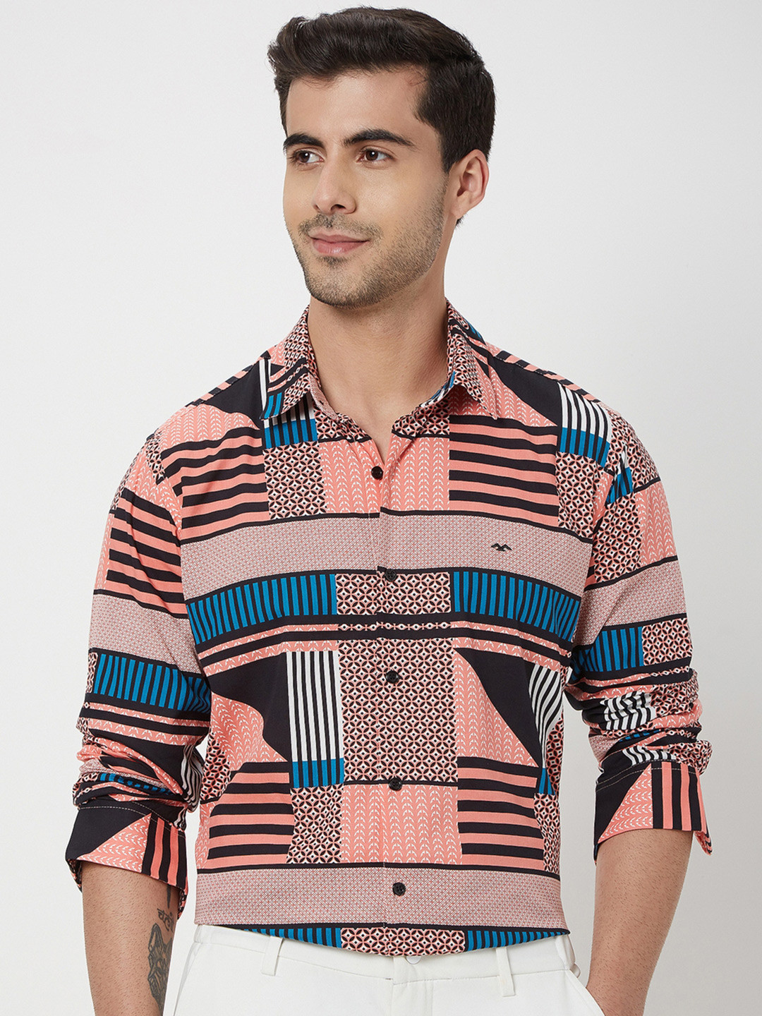 Buy Mufti Slim Fit Printed Pure Cotton Casual Shirt - Shirts for Men ...