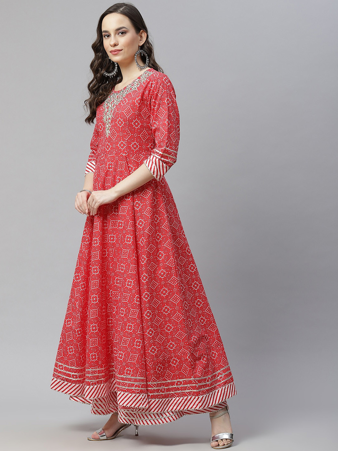 Buy Hatheli Bandhani Printed Anarkali Pure Cotton Kurta - Kurtas for ...