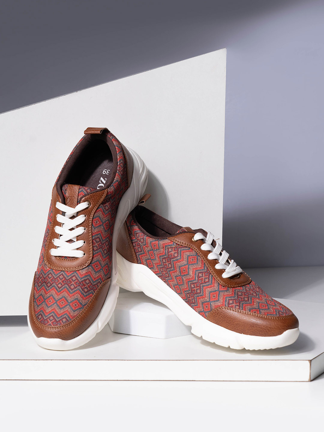 Buy ZOUK Women Printed Textile Memory Foam Insole Sneakers - Casual ...