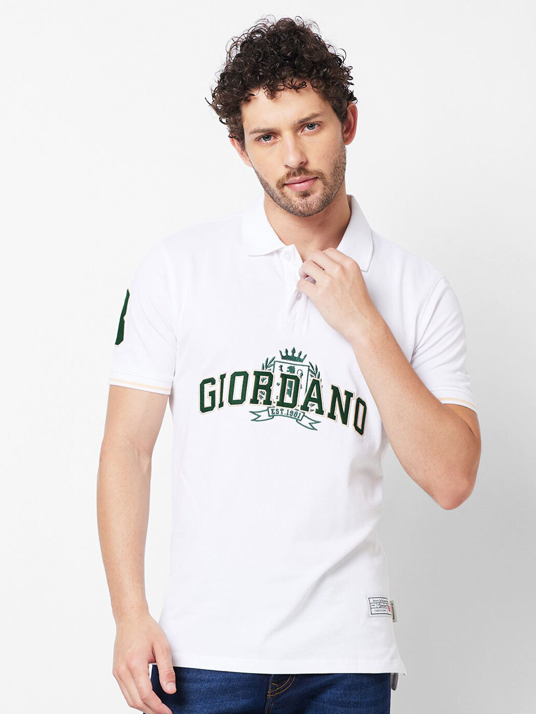 Buy GIORDANO Typography Printed Polo Collar Slim Fit T Shirt - Tshirts ...