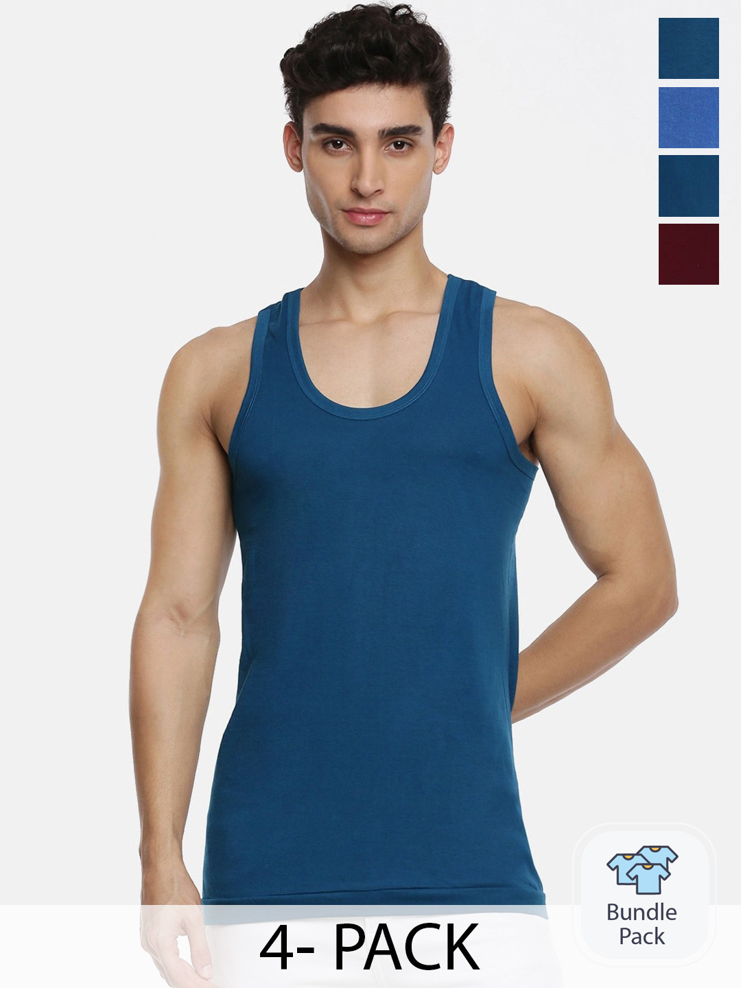 Buy Ramraj Pack Of 4 Men Assorted Scoop Neck Sleeveless Cotton ...