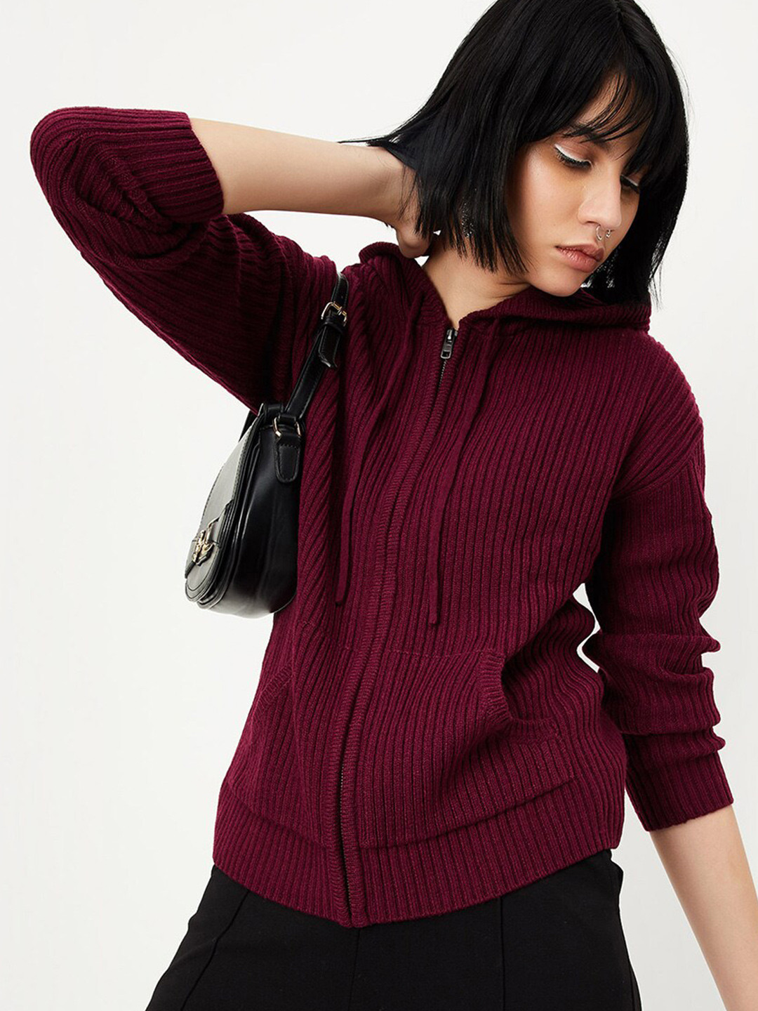 Buy Max Striped Hooded Acrylic Cardigan - Sweaters for Women 25737940 ...