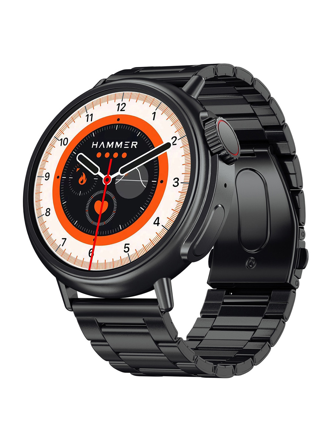 Buy HAMMER Men Metallic Black Active 3.0 1.39 Inch Round Dial Stainless ...