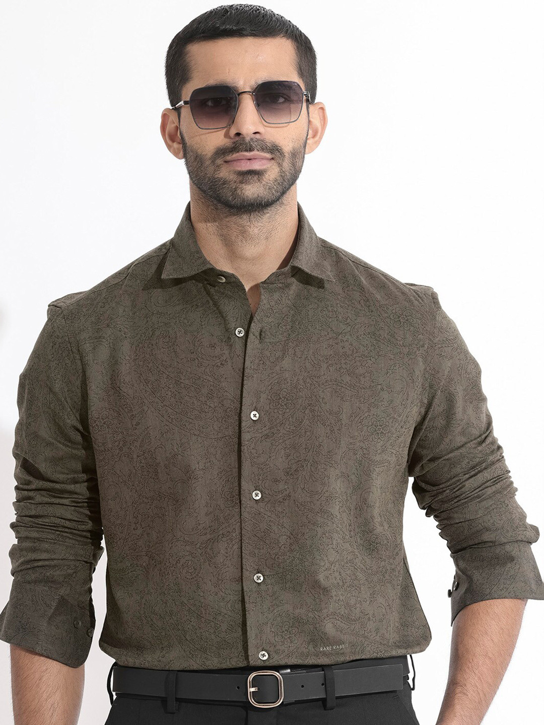 Buy RARE RABBIT Men Platim Printed Slim Fit Classic Cotton Shirt ...