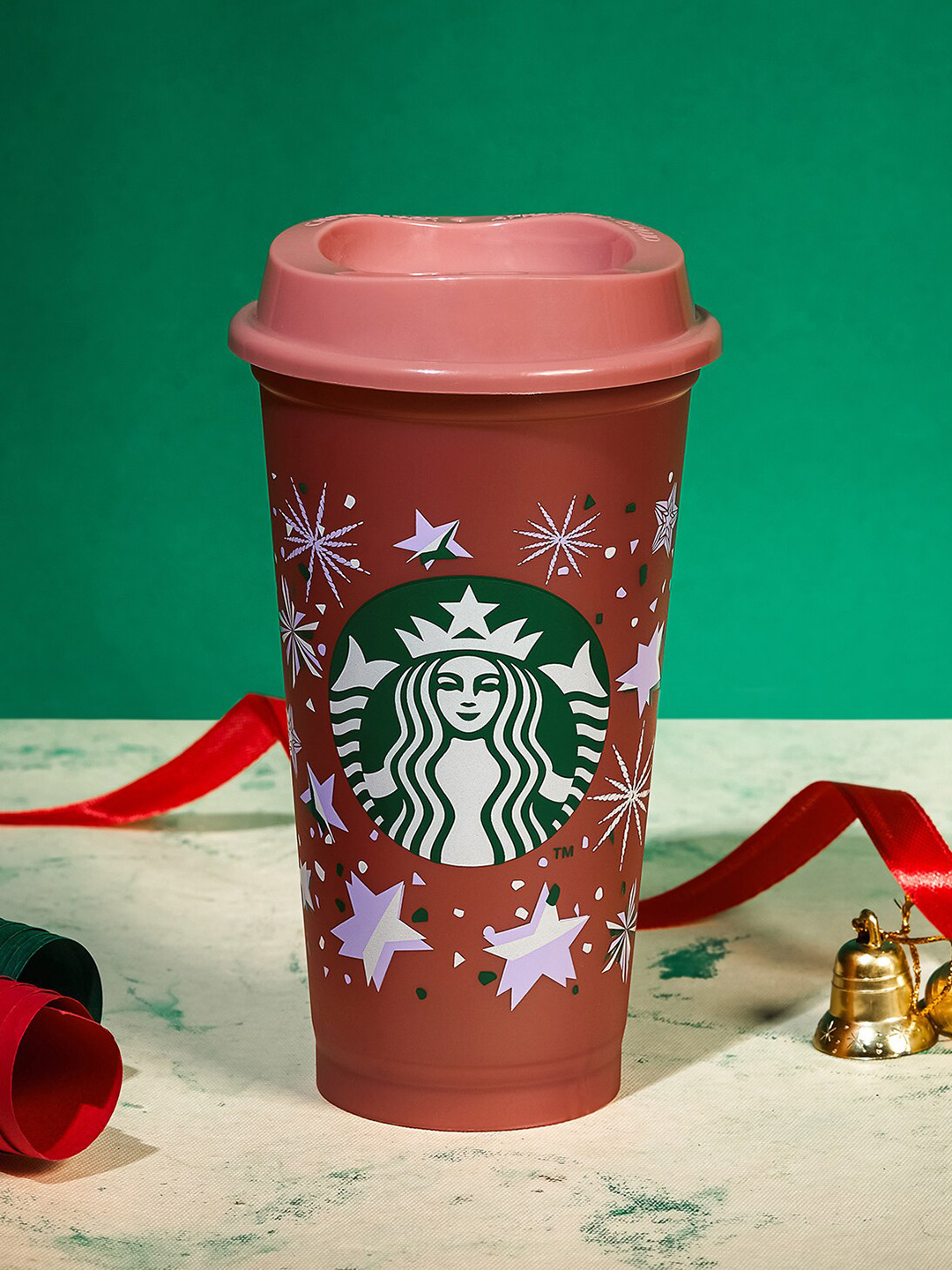 Buy Starbucks Pink & White Printed Colour Changing Reusable Matte Mug ...