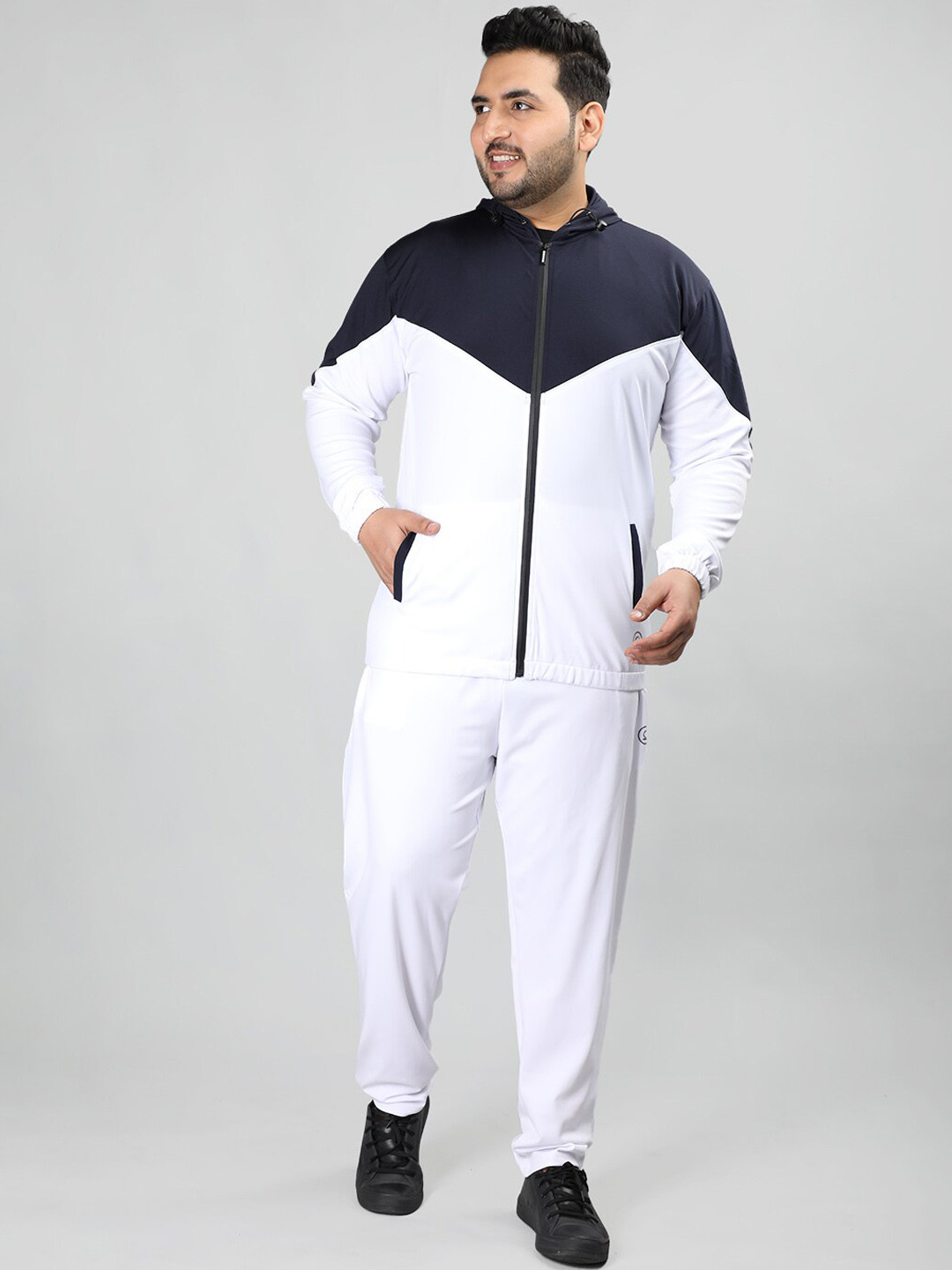 Buy CHKOKKO Colourblocked Sports Jacket And Track Pant Set - Tracksuits ...