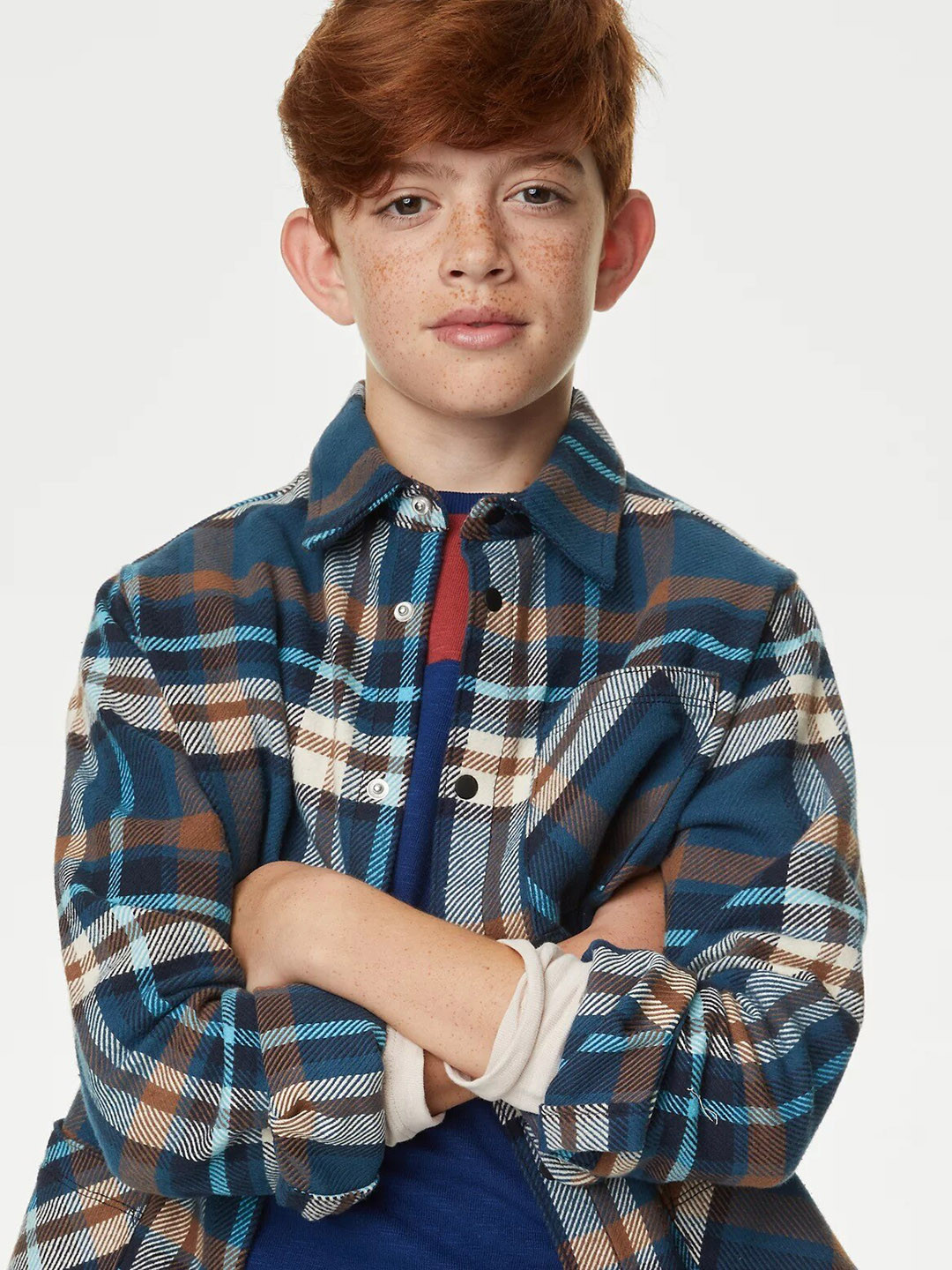 Buy Marks & Spencer Boys Checked Pure Cotton Tailored Shacket - Jackets ...