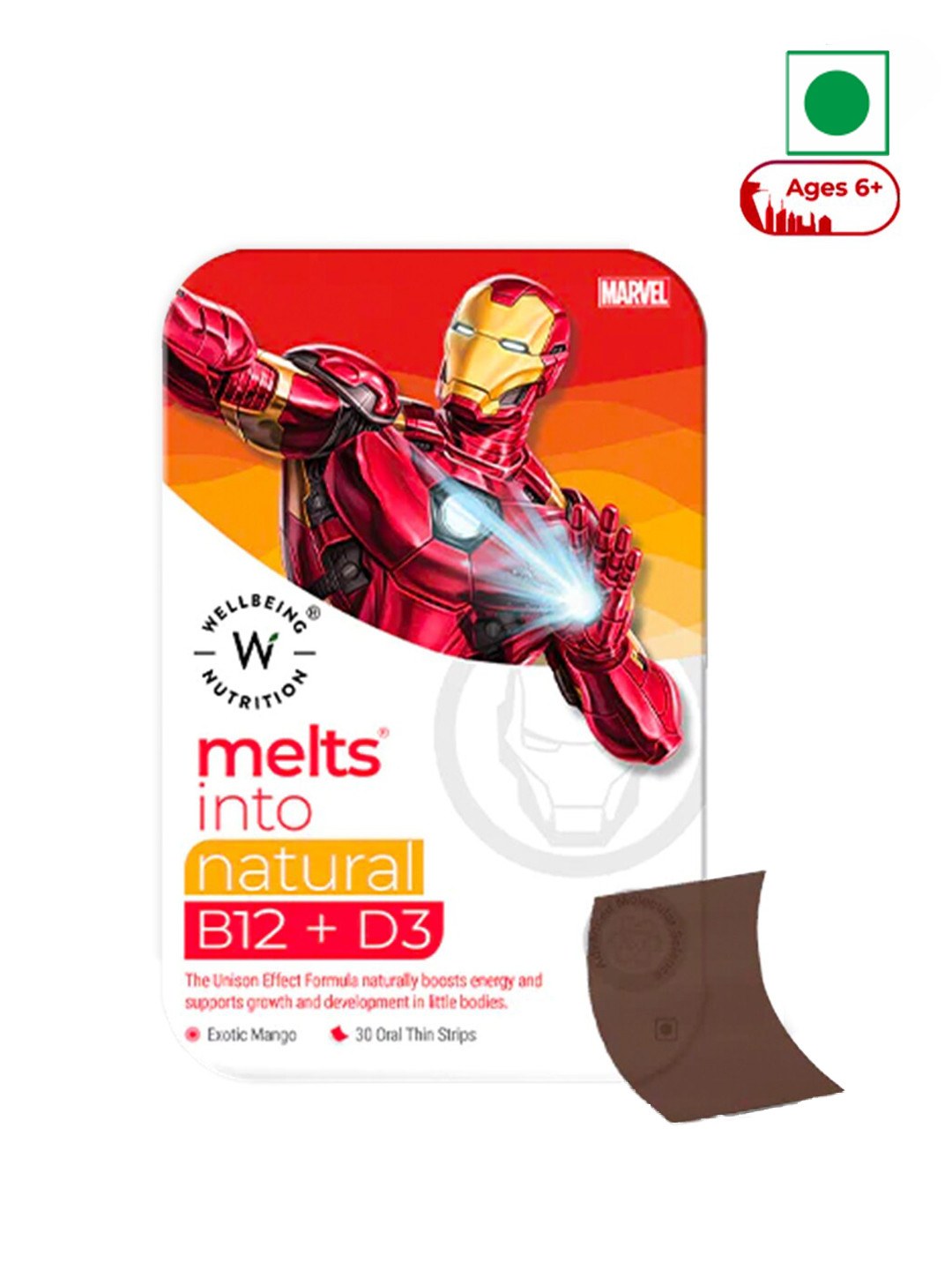 Buy Wellbeing Nutrition Marvel Iron Man Melts Into Natural Oral Strips ...